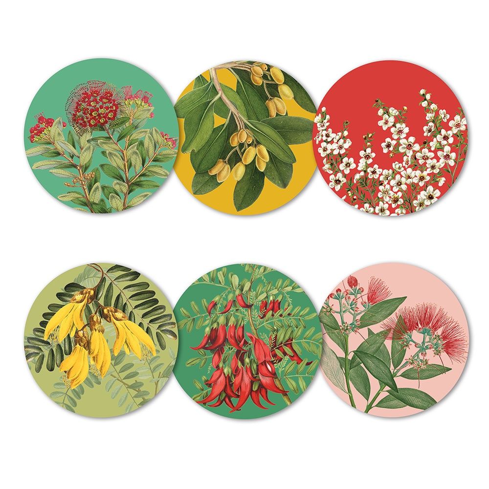 Coaster Set 6- Native Botanicals of NZ – Store – Tiritiri Matangi