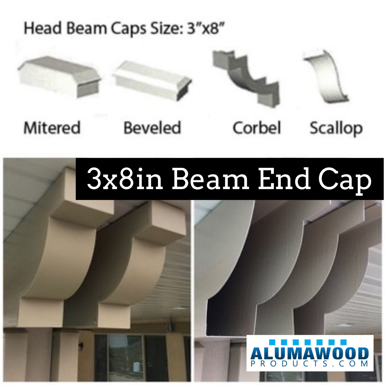 Alumawood 3x8 inch Beam End Caps - Replacement Parts - Alumawood Products