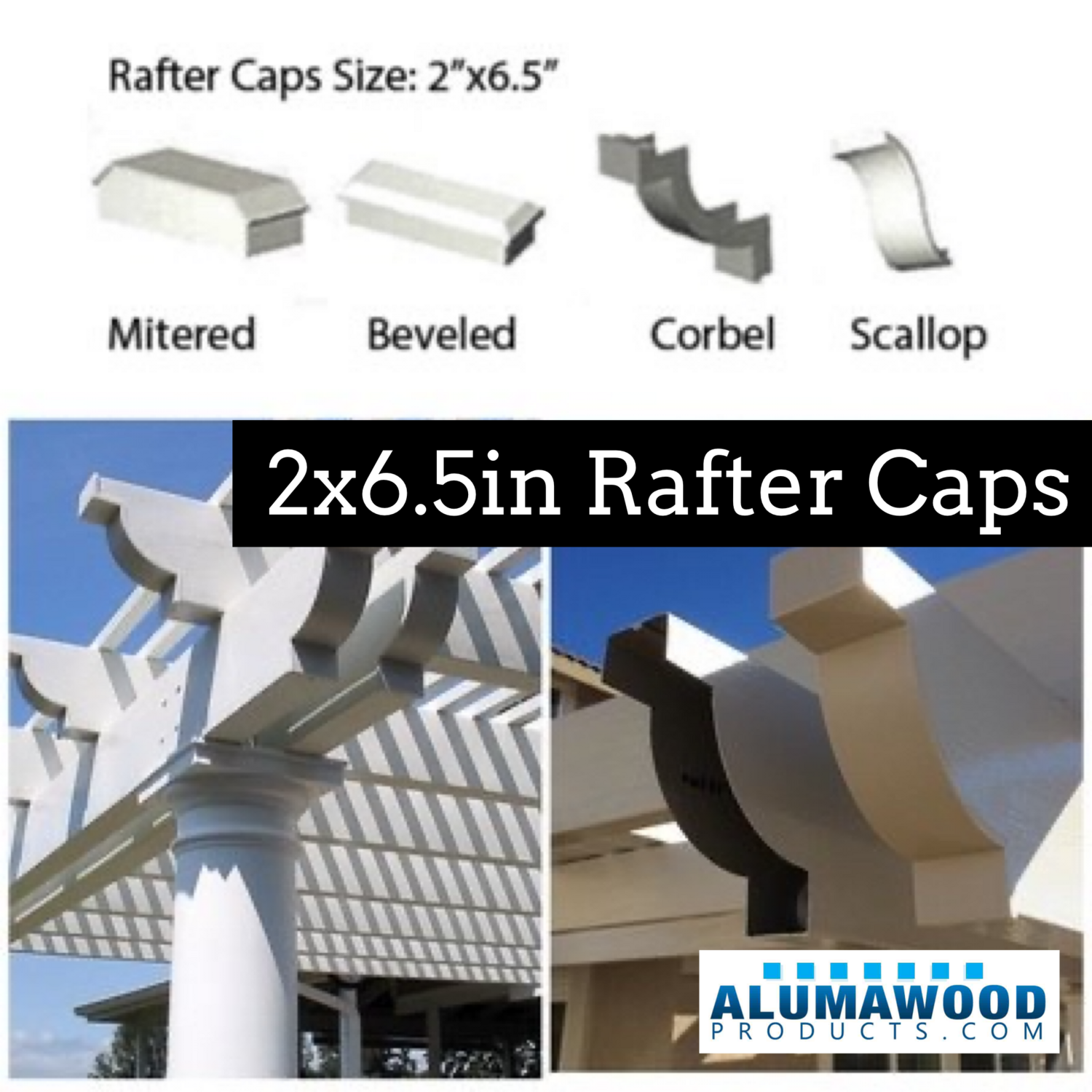 Alumawood 2x6in Rafter Caps - Replacement Parts - Alumawood Products