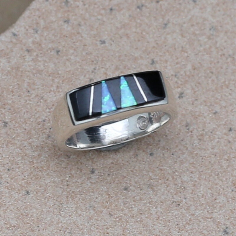 Thin rectangular inlay ring-R07