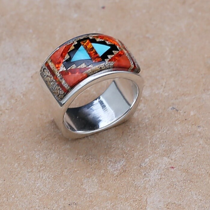 Red rug pattern ring- SR 2370