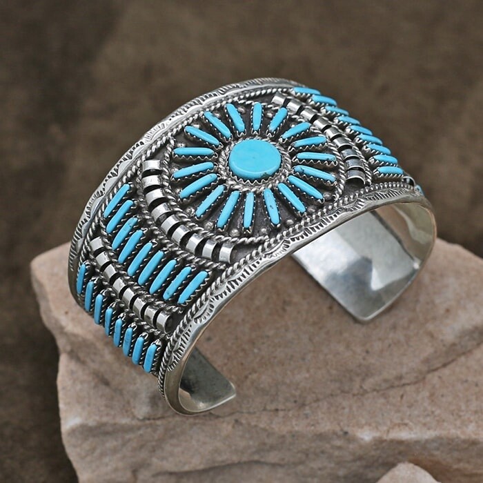 Large needle point style Zuni bracelet