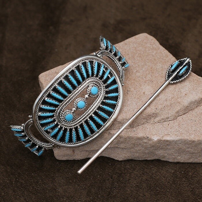 Rare Zuni needle point hair pin