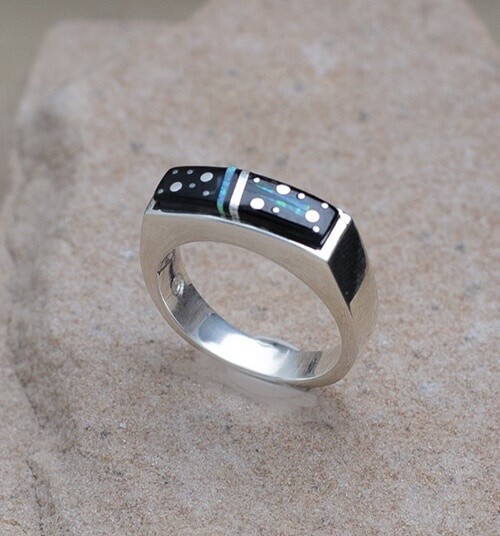Small rectangular Night Sky inlay ring NS 101