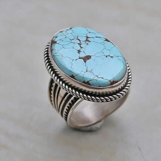Large #8 Turquoise adjustable ring
