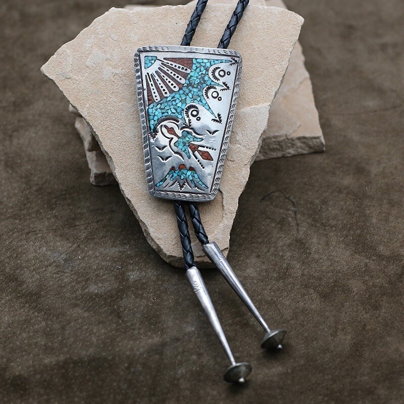 1970's chip inlay bolo tie