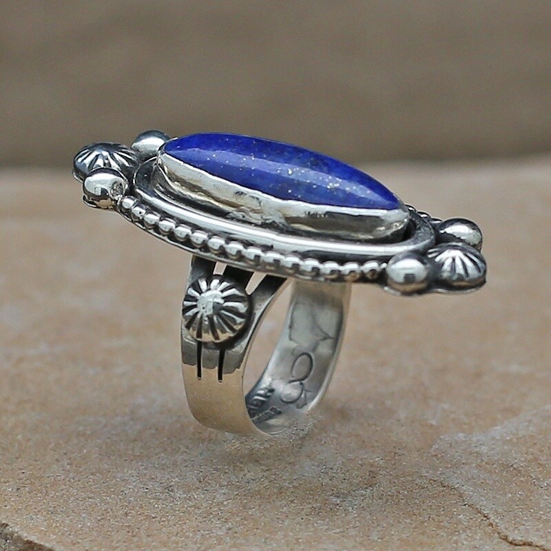 Heavy silver ring w/ Lapis