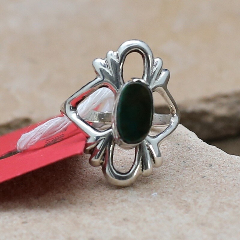 Pawn Jewelry-Navajo sandcast ring w/Acoma Jet