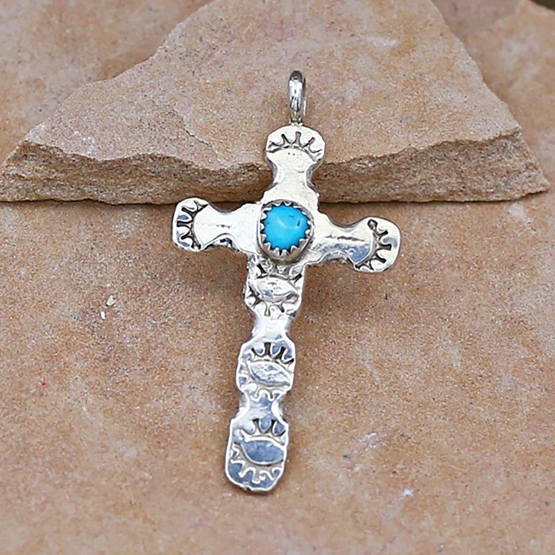 Navajo cross pendant w/ turquoise