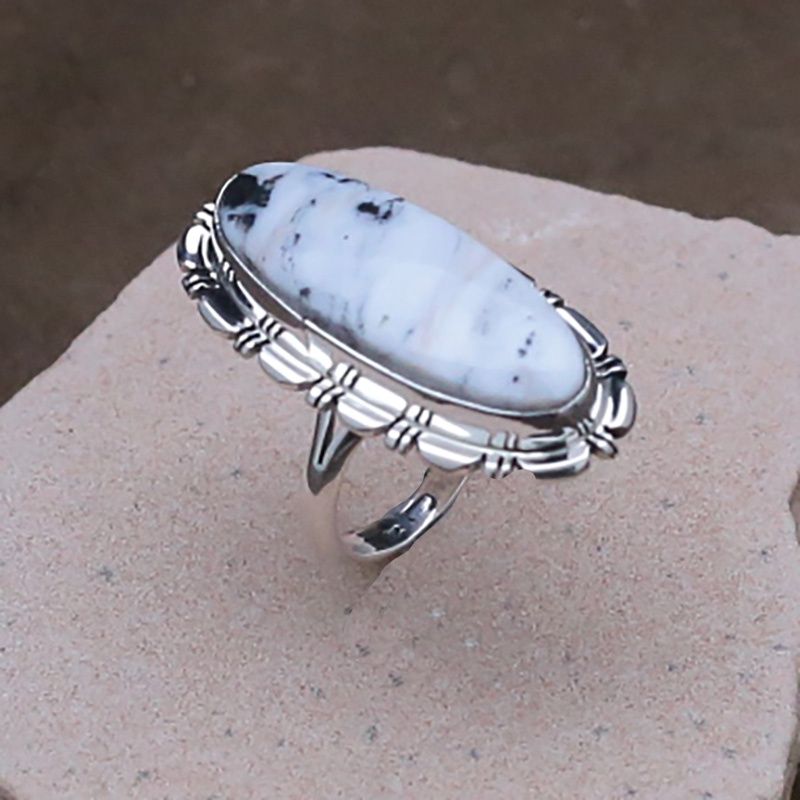 Medium oval ring- White Buffalo stone