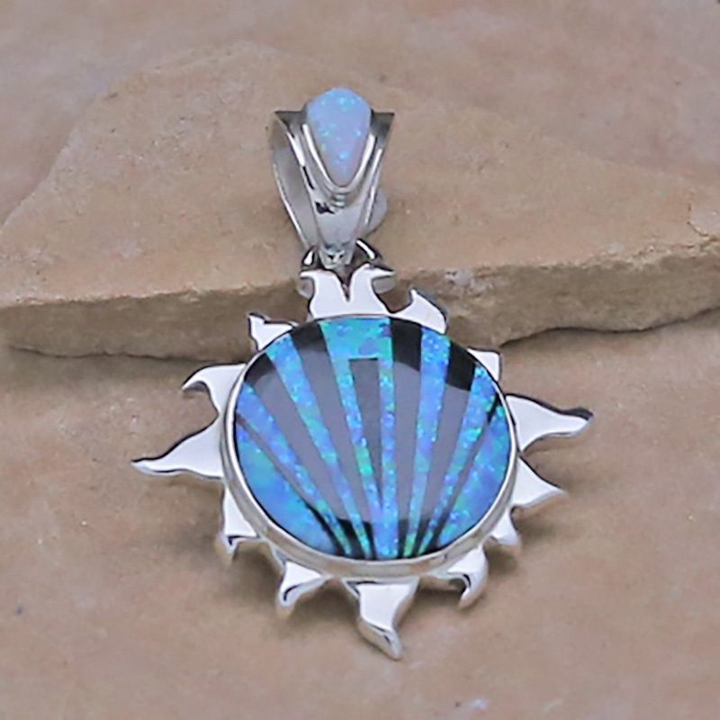 Sun pendant w/ sun ray inlay pattern