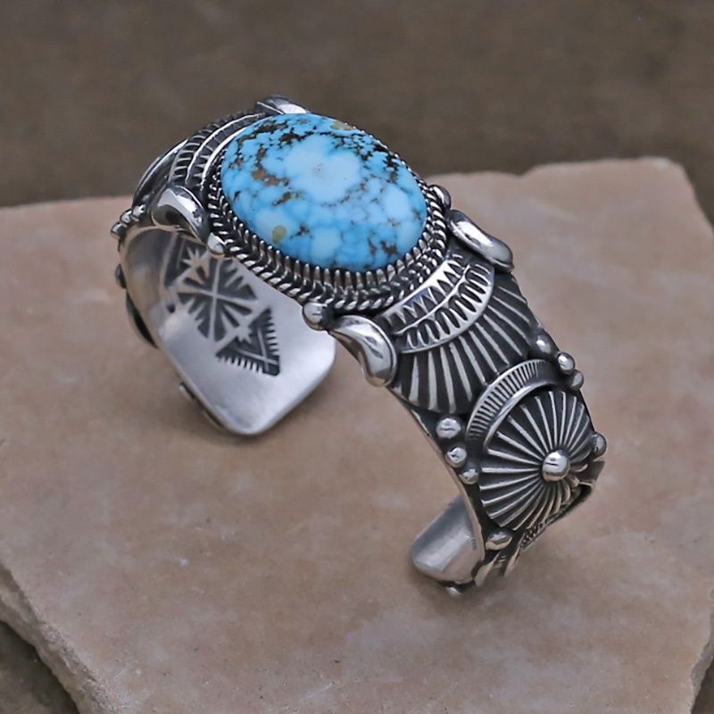 Delbert Gordon cuff bracelet w/ oval Sonoran Mtn turquoise