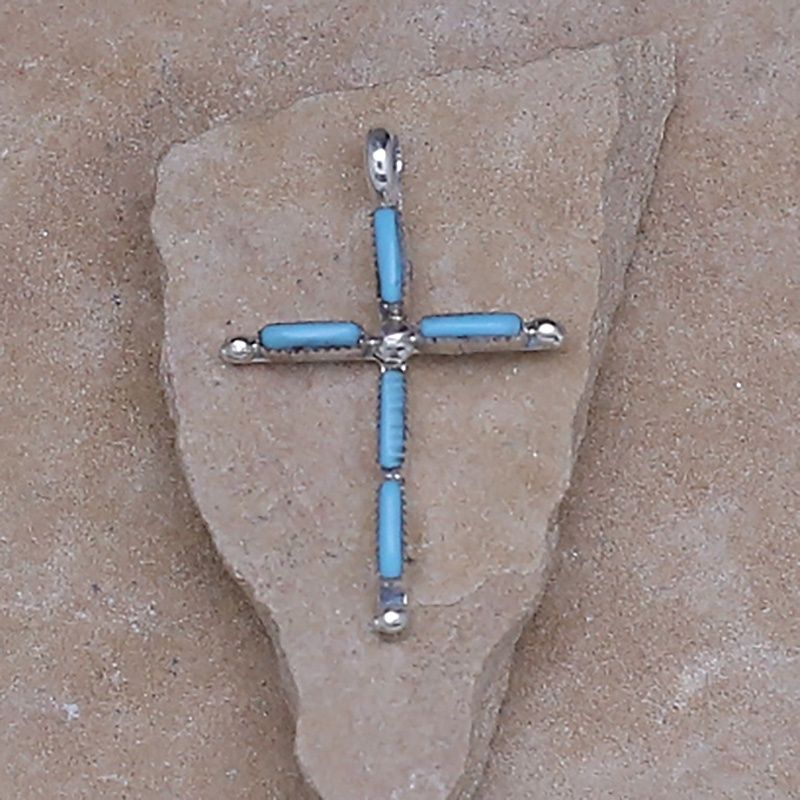 Zuni needle point cross pendant w/ turquoise