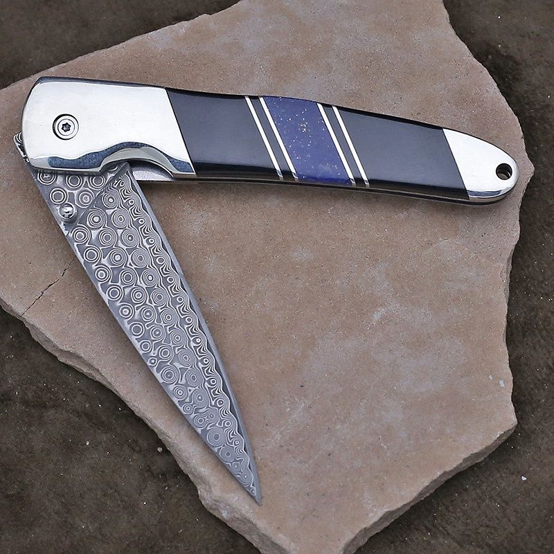 Jewel collection inlay handle knife w/ black onyx & lapis