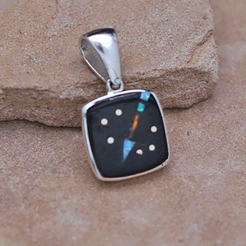 Mini square inlay pendant w/night sky design