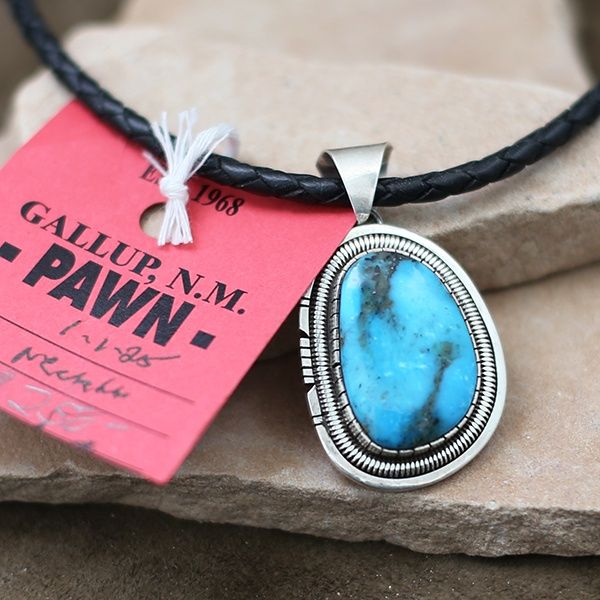 Navajo pendant w/ leather cord- Pawn Jewelry