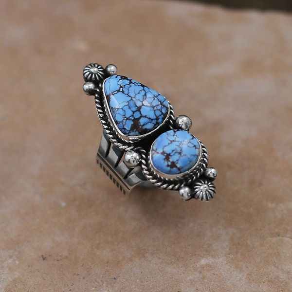 2-stone Golden Hills turquoise ring-Albert Jake