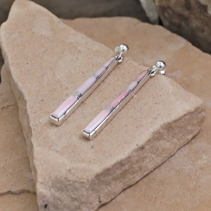 Thin inlay Pink Conch shell earrings