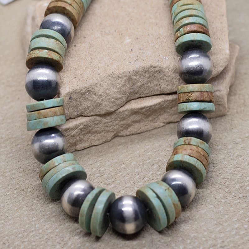 22" Green turquoise slab necklace