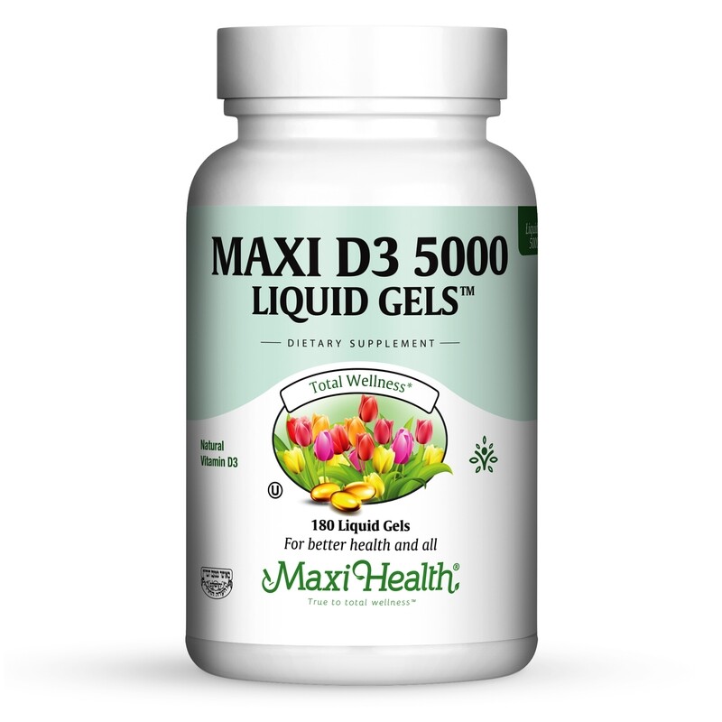 Maxi Health, Kosher Maxi Vitamin D3-5000 Liquid Gels - 180 MaxiGels