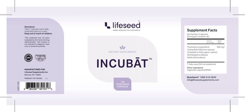 Lifeseed, Kosher INCUBAT, Fetal Sustainment Support - 120 Vegetarian ...