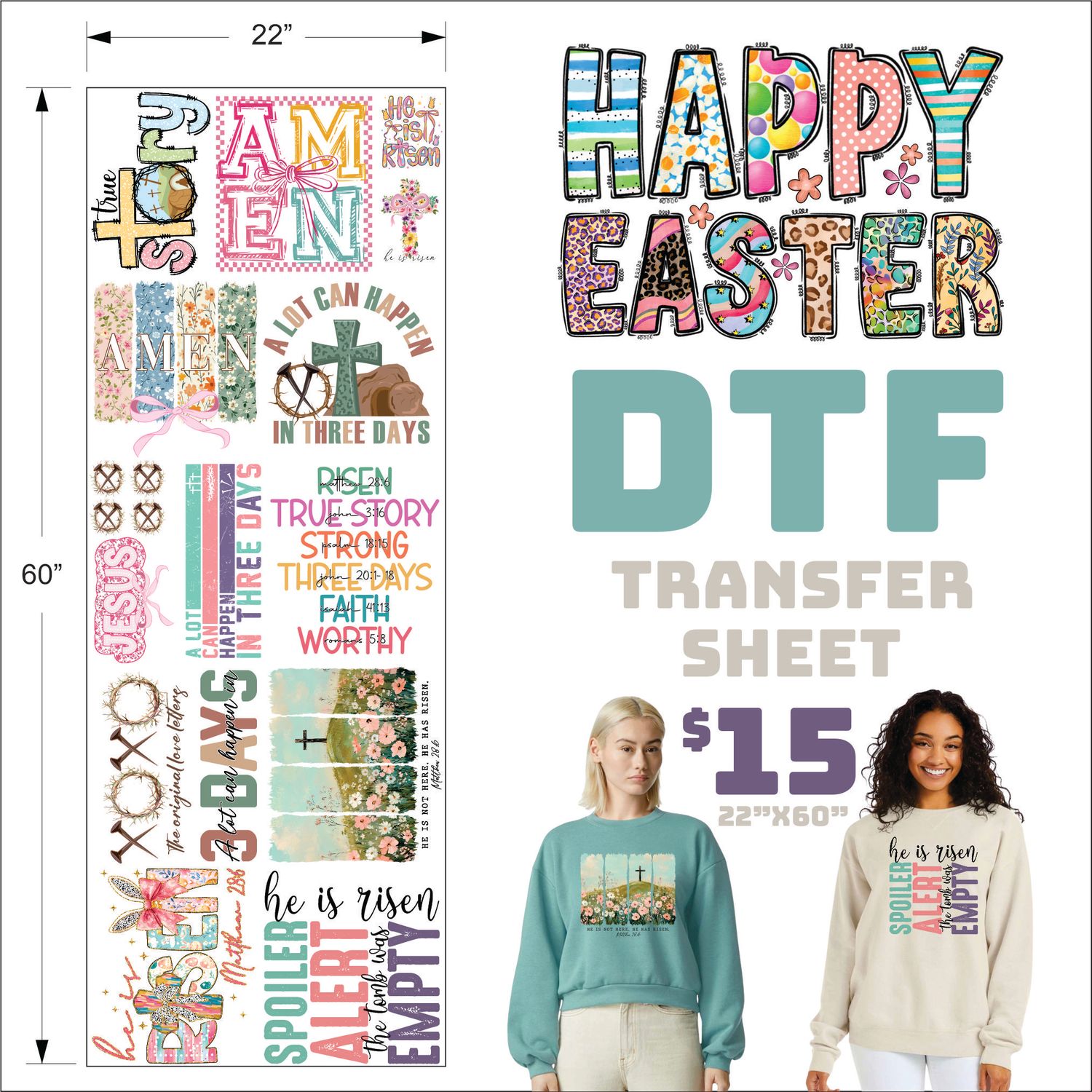 DTF Transfer – Chistian Easter Design ️🌸