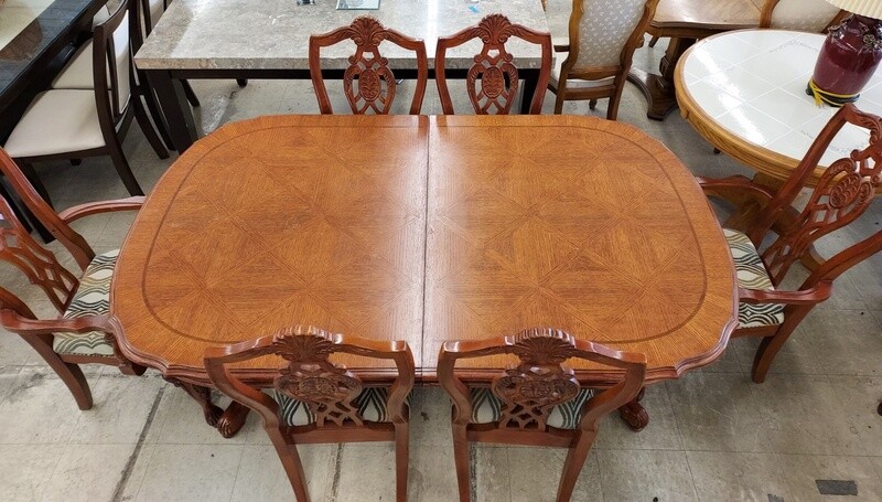 Cherry Dining Set w/ Upholstered Chairs