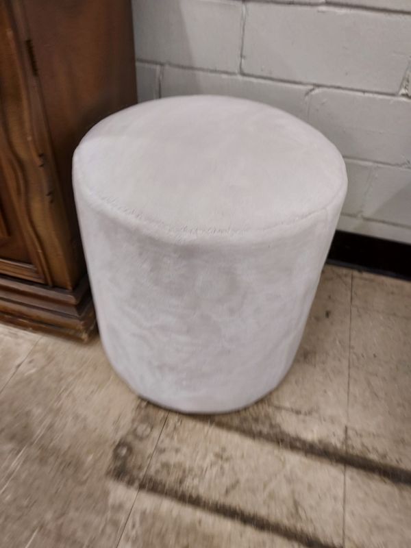 Fuzzy White Foot Stool