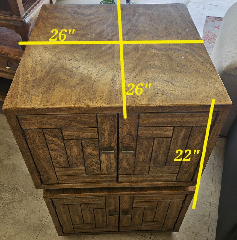 Pair of Midcentury Drexel Heritage Double Door Side Tables