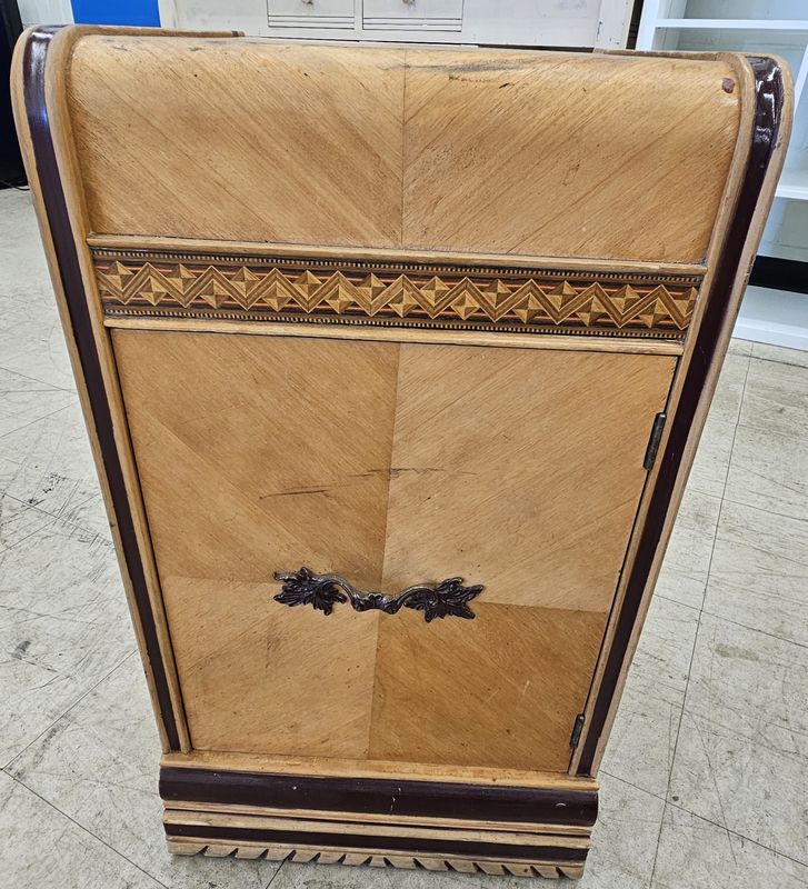 Vintage Waterfall Carved Satinwood Side Stand