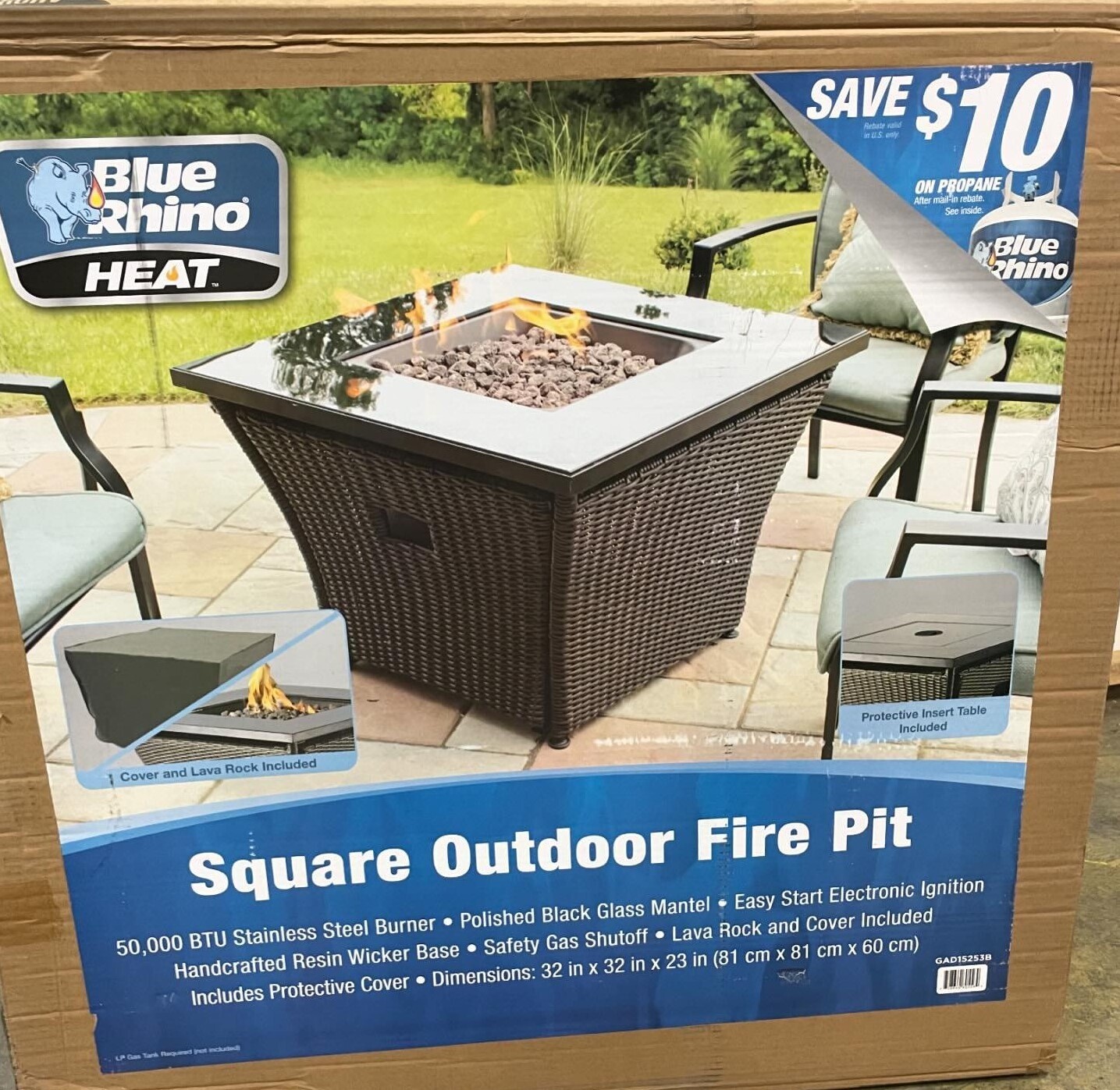Blue Rhino 32-in W 50000-BTU Steel Propane Gas Fire Pit Table