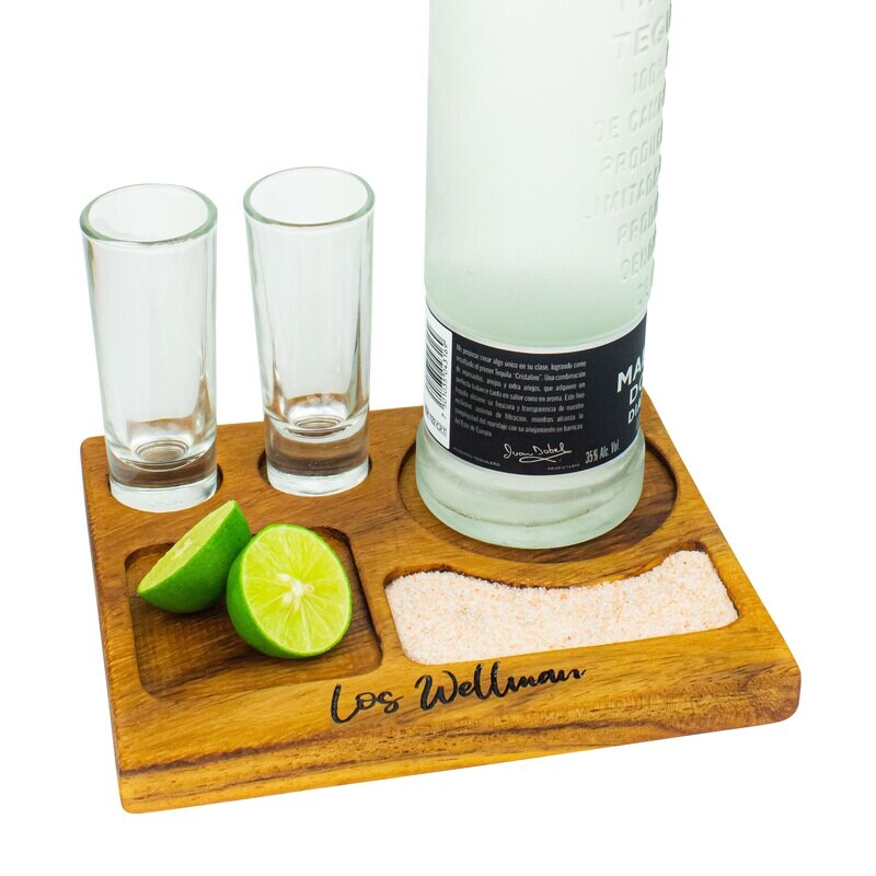 Tequilero doble con base para botella