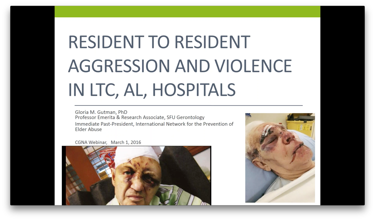 Resident on Resident Aggression and Violence: LTC and Acute Care ...