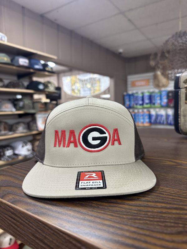 MAGA 7-Panel Trucker Hat - Khaki/Brown