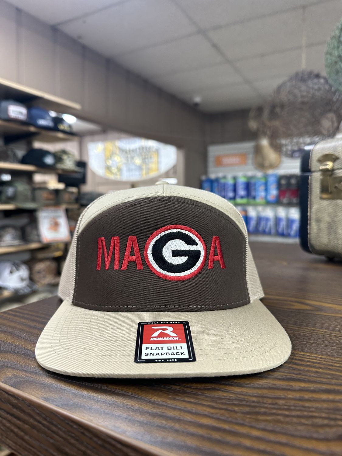MAGA 7-Panel Trucker Hat - Brown/Khaki