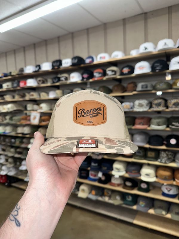 Leather Patch 7 Panel Hat - Harvest Duck Camo