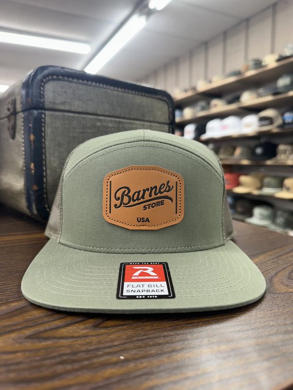 Leather Patch 7 Panel Hat - Loden