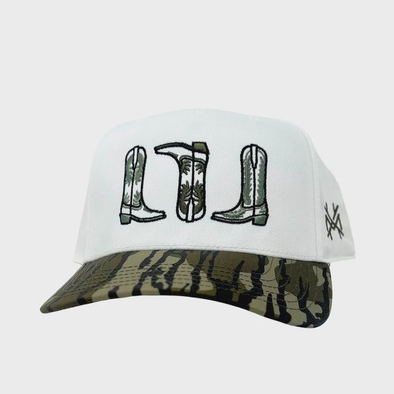 Boots Trucker Hat- White/Bottomland