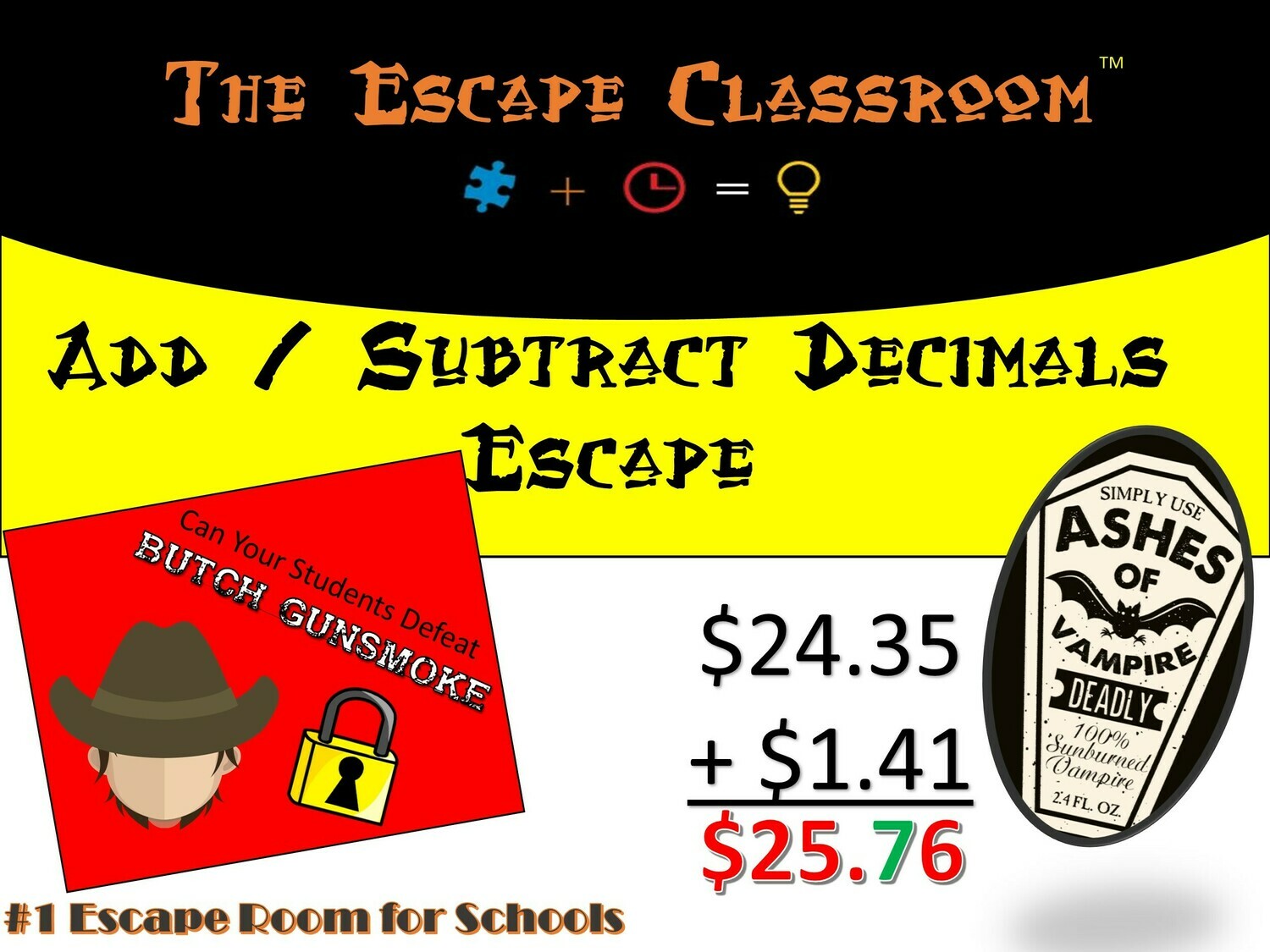 Add Subtract Decimals Escape Workshop School License 