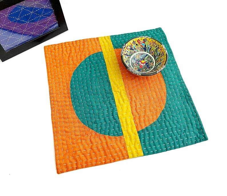 Kantha Hand Quilted Table Topper - Centre Table Decor