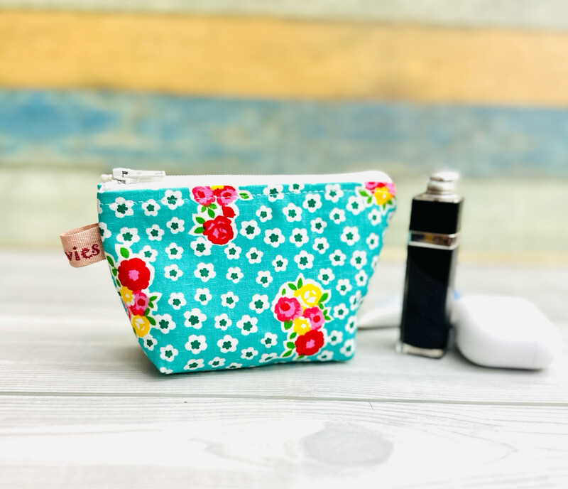 Mini Zipper Pouch - Floral Mint Green
