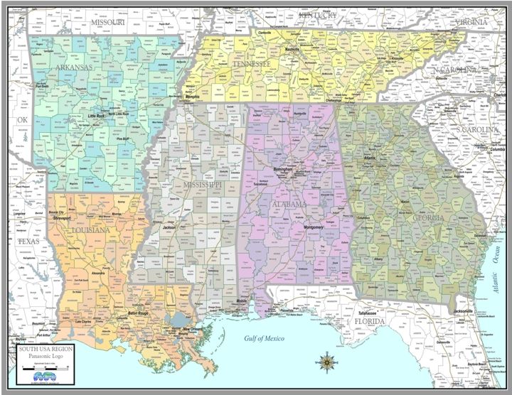 SOUTHEAST US REGION MAP topographic digital download