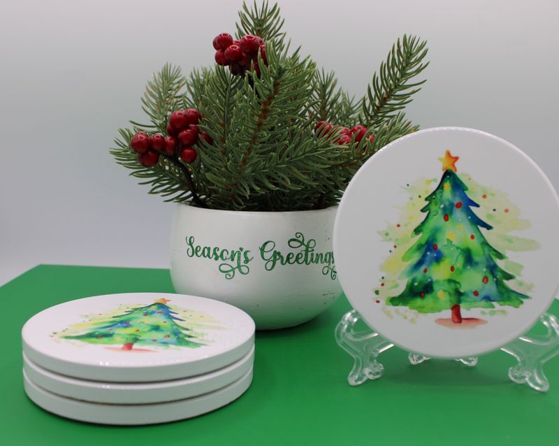 Green Christmas Tree Coaster