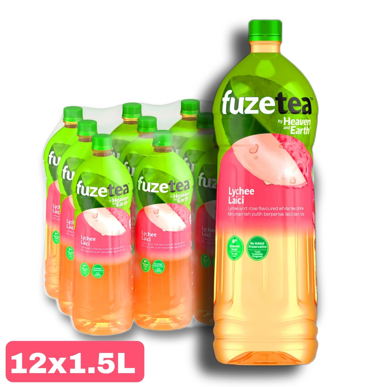Fuze Tea Lychee Flavoured White Tea Drink 12 Bottles 1.5L