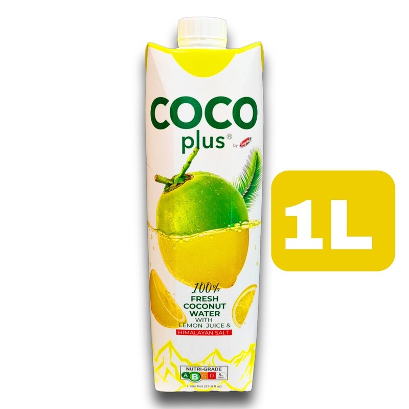 Coco Plus Fresh Coconut Water Juice Lemon Flavoured Single Pack 1L