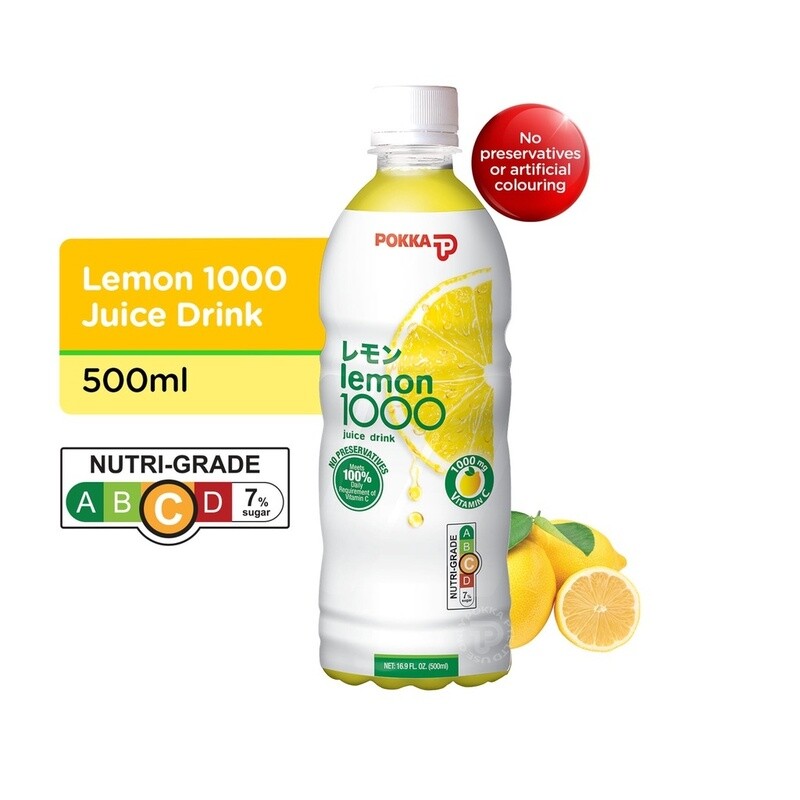 Pokka Lemon 1000 Juice Flavor Drink Single Bottle 500mL