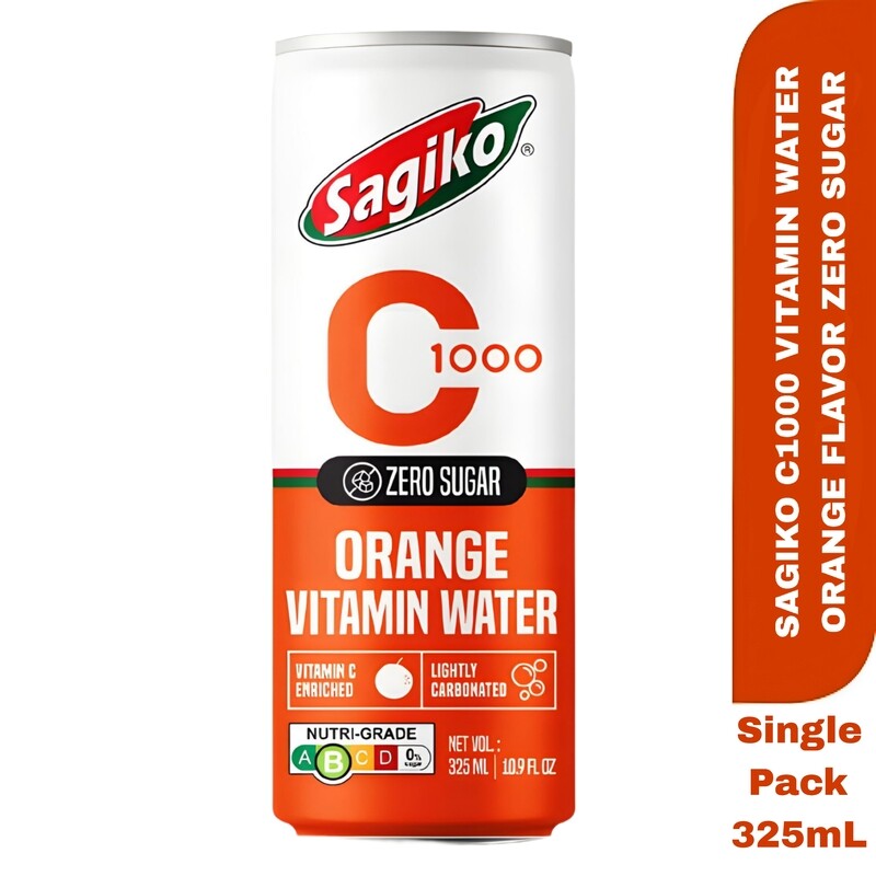 Sagiko C1000 Vitamin Water - Orange Flavor (Zero Sugar) . Single Pack 325mL