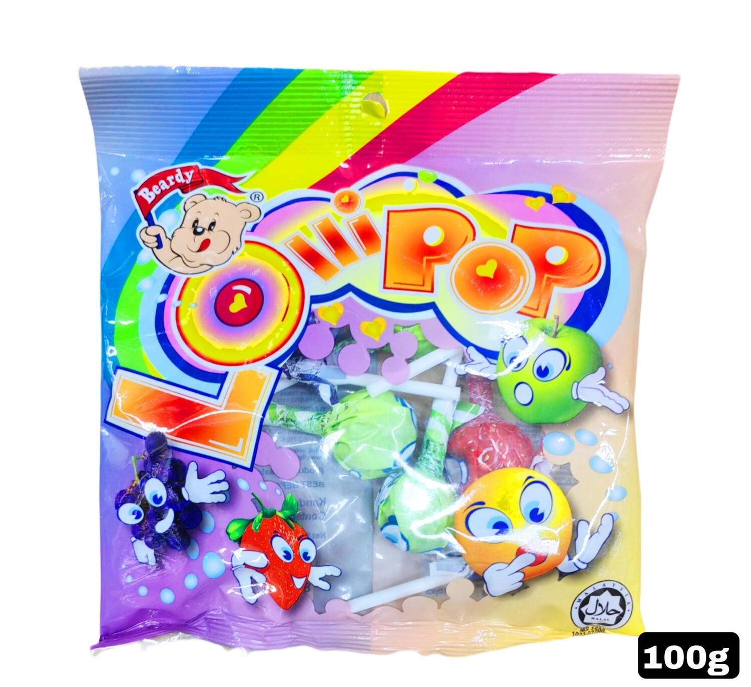 Beardy Lollipop Mix Fruit 100g