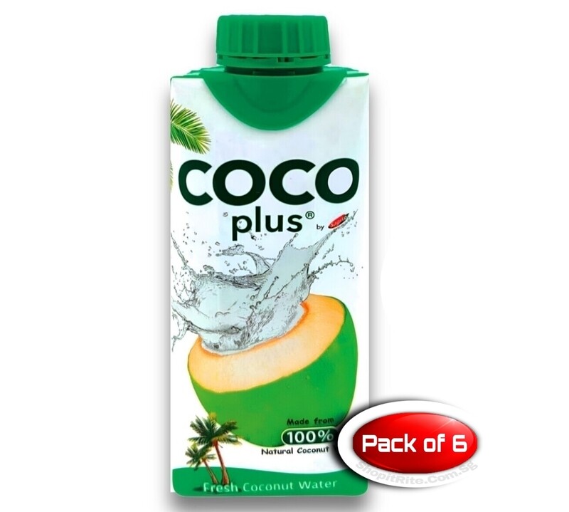 Coco Plus Fresh Coconut Water 330mL 6 Pack