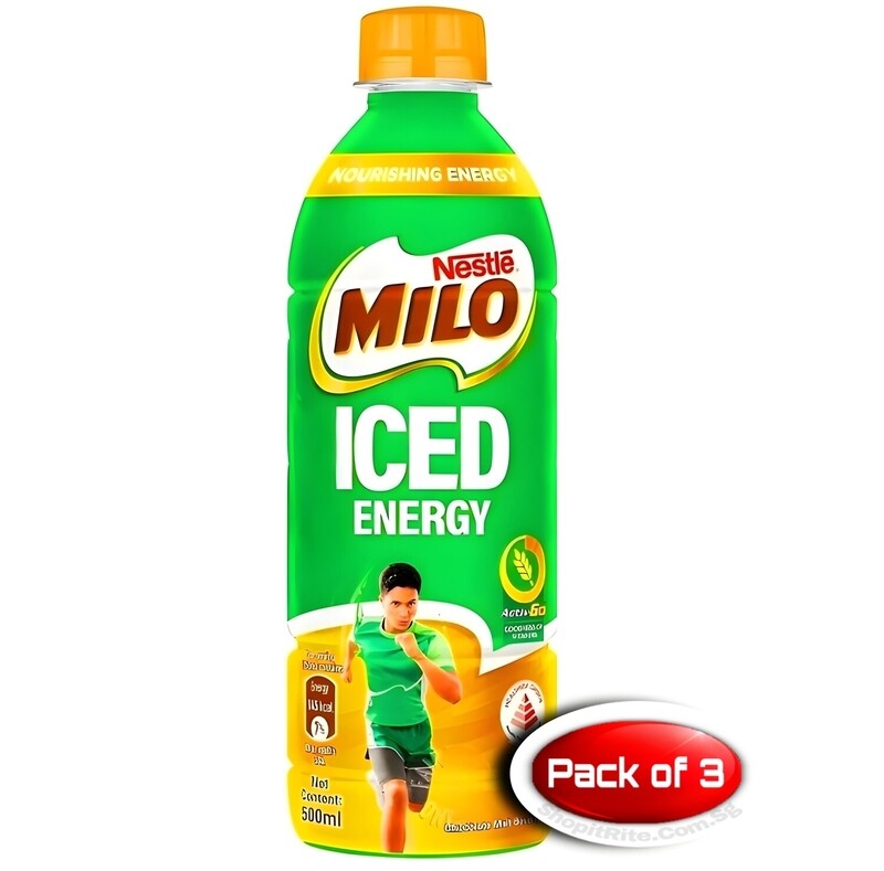 Milo Iced Energy Drink 500mL 3 Bottles